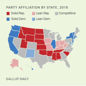 GOP Maintains Edge in State Party Affiliation in 2016