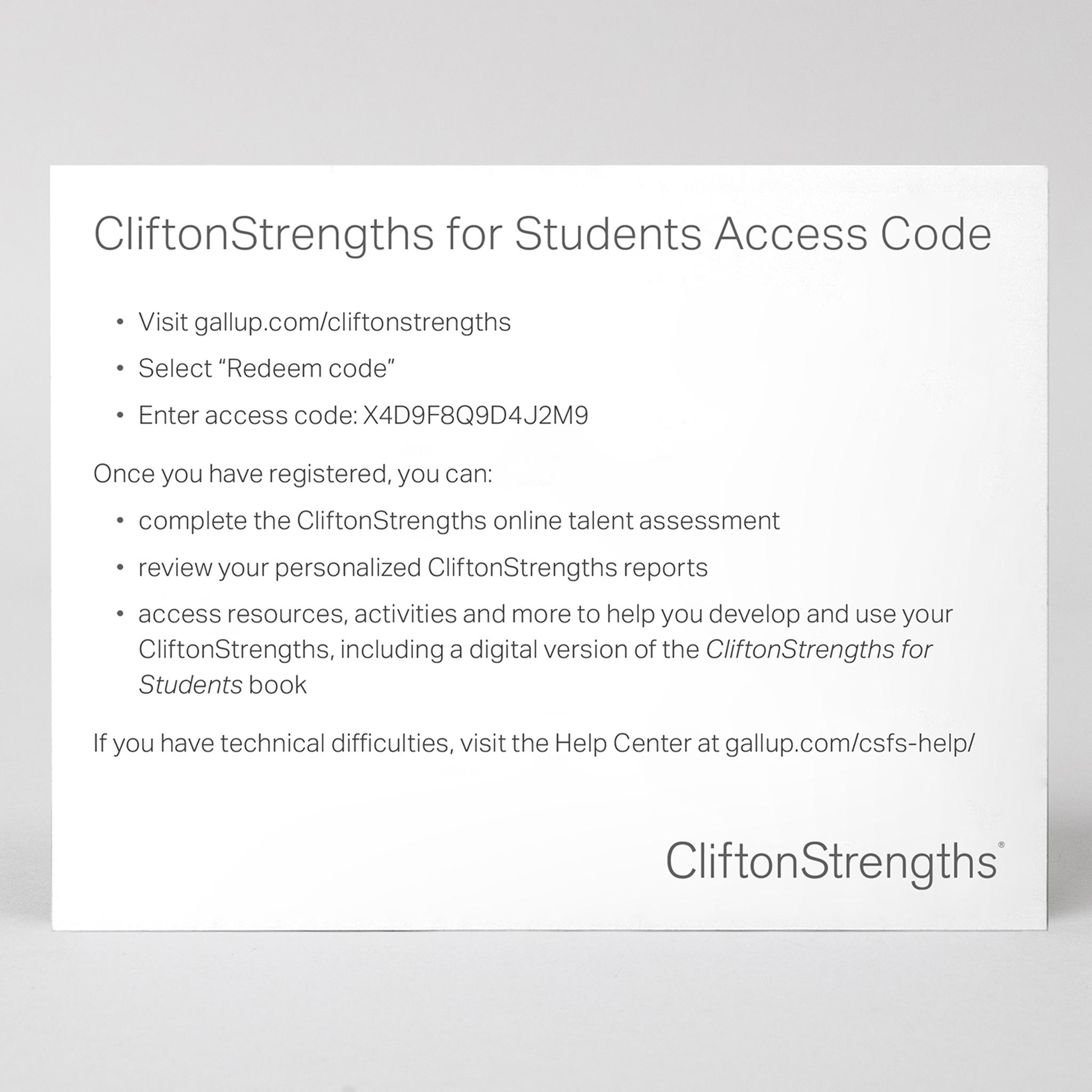 CliftonStrengths for Students Access Code Retail Card (Set of 20) | en ...